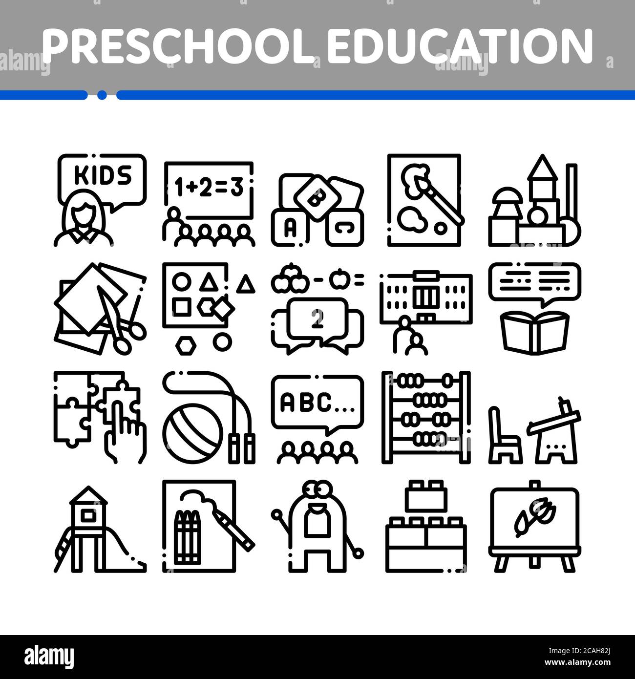 Preschool Education Collection Icons Set Vector Stock Vector Image ...
