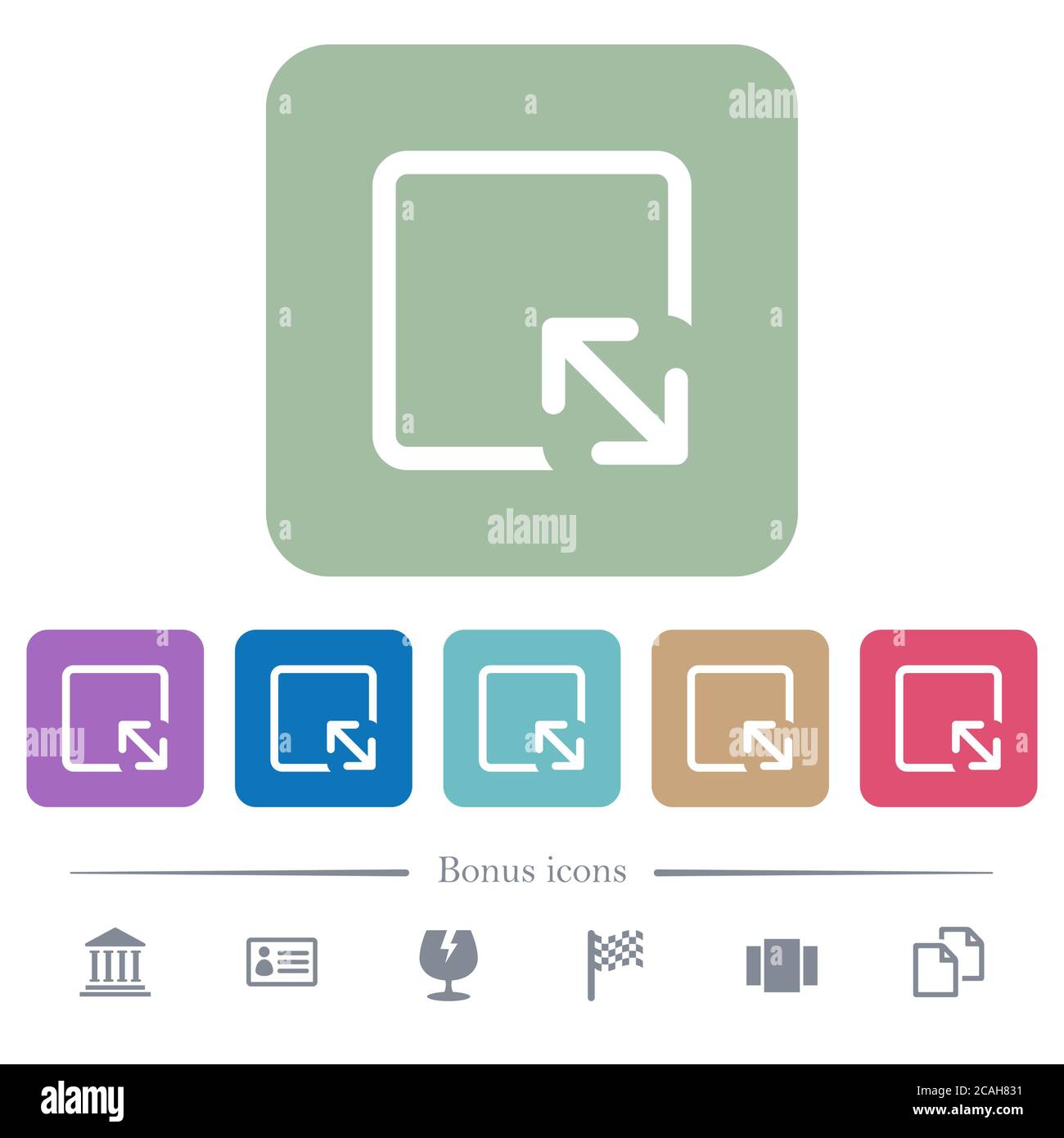 Resize object white flat icons on color rounded square backgrounds. 6 ...