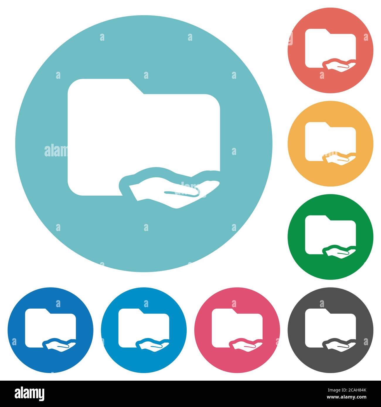 Shared folder flat white icons on round color backgrounds Stock Vector ...