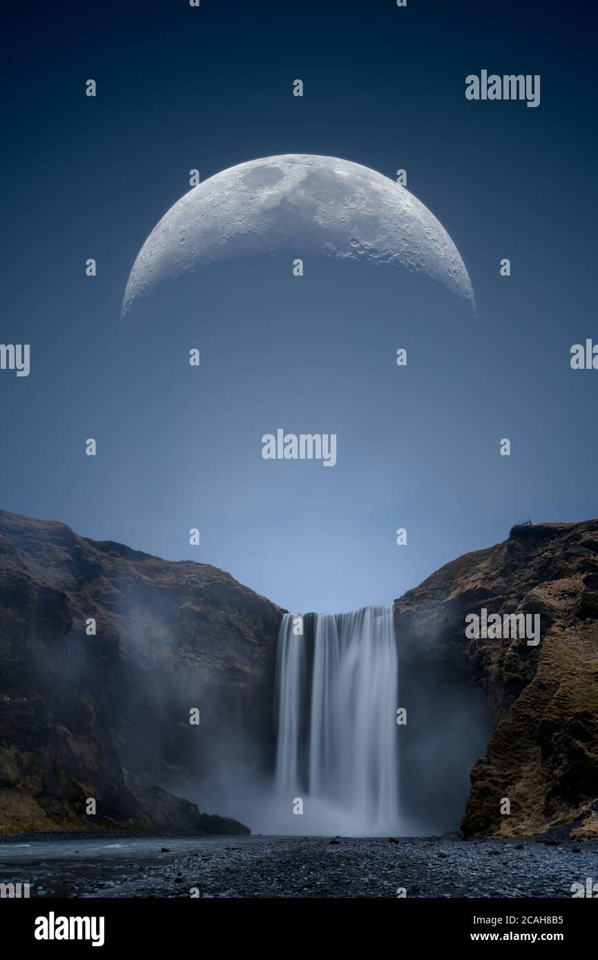 Moon waterfall hi-res stock photography and images - Alamy