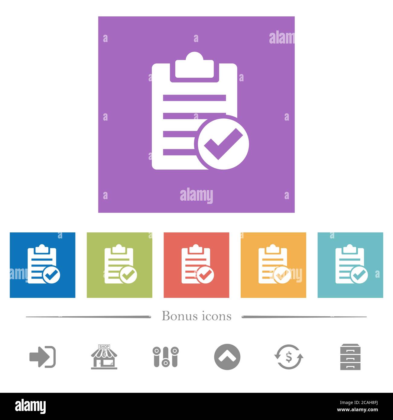 Note done flat white icons in square backgrounds. 6 bonus icons ...