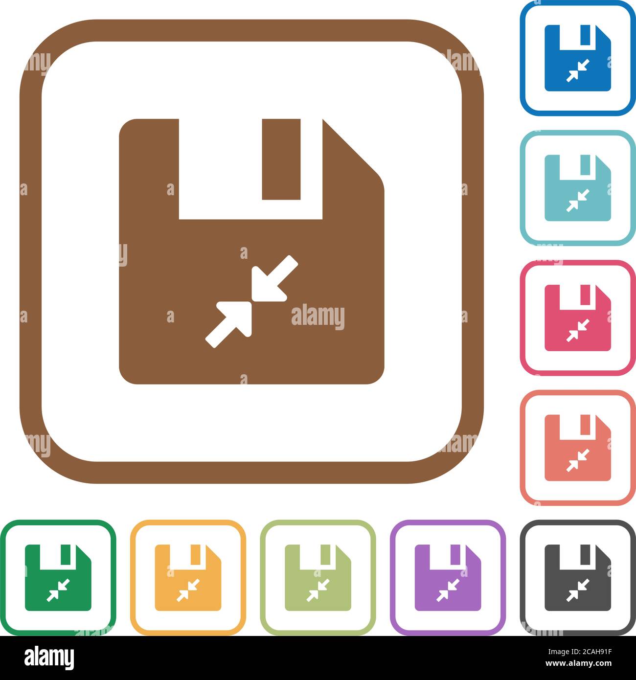 Compress file simple icons in color rounded square frames on white background Stock Vector Image ...