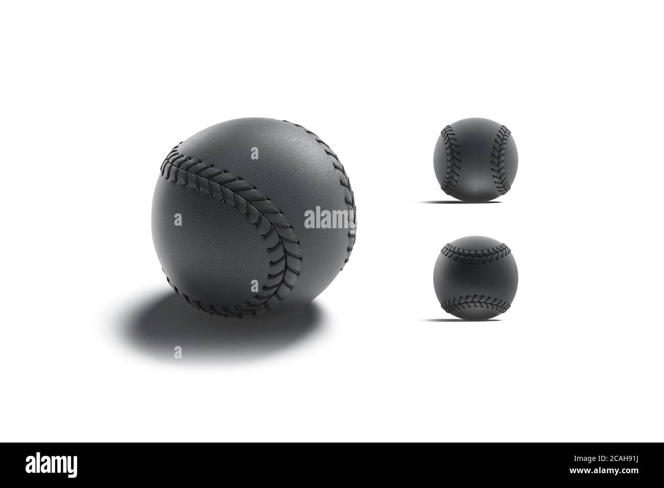 Blank black baseball ball seam mockup, different views Stock Photo - Alamy