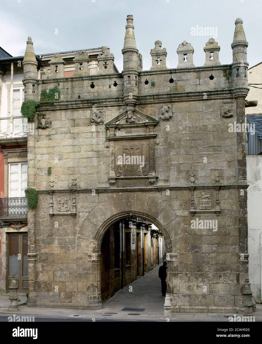 Spain, Galicia, Lugo province, Viveiro. Carlos V Gate. One of the five ...