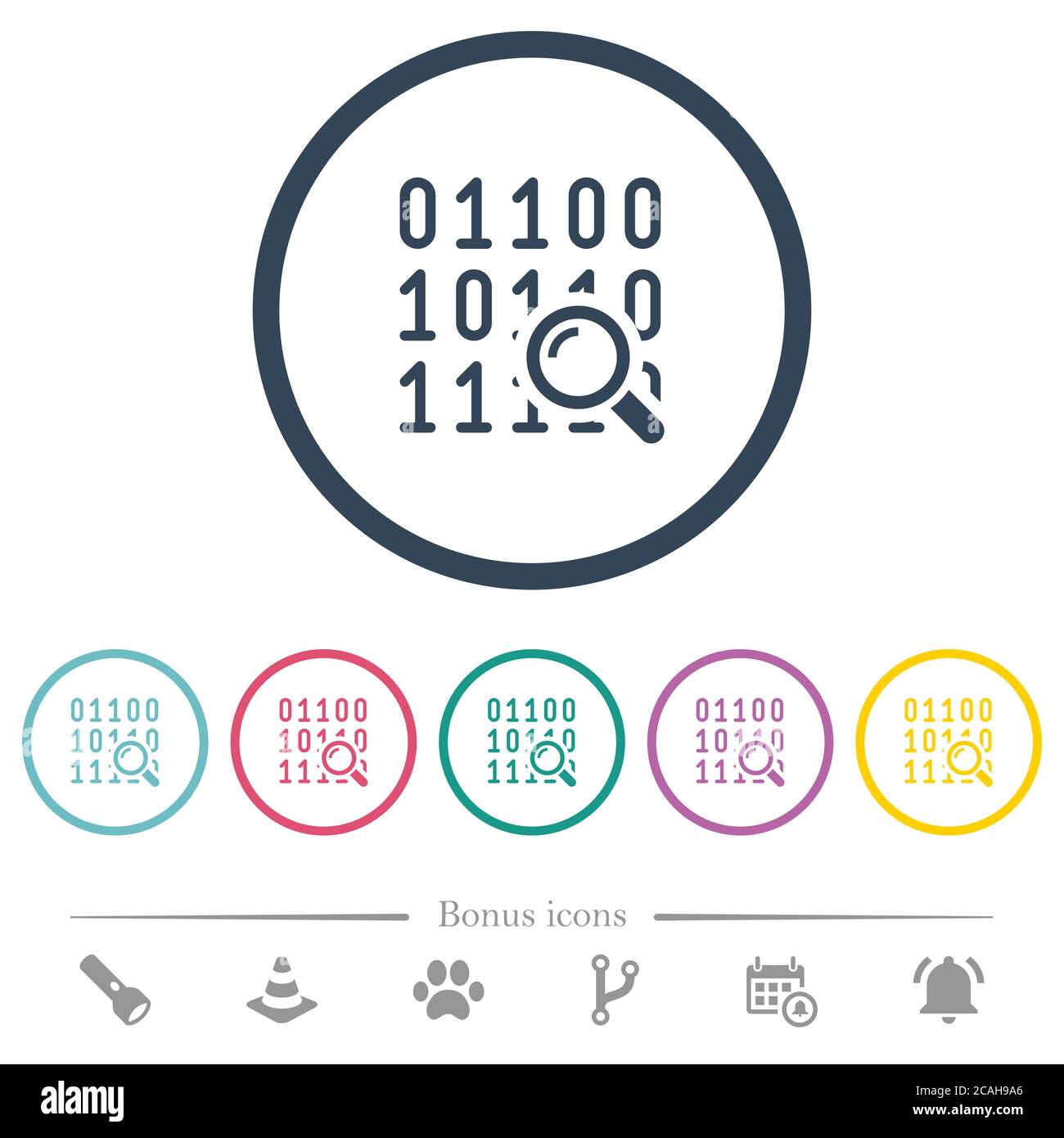 Code analysis flat color icons in round outlines. 6 bonus icons ...
