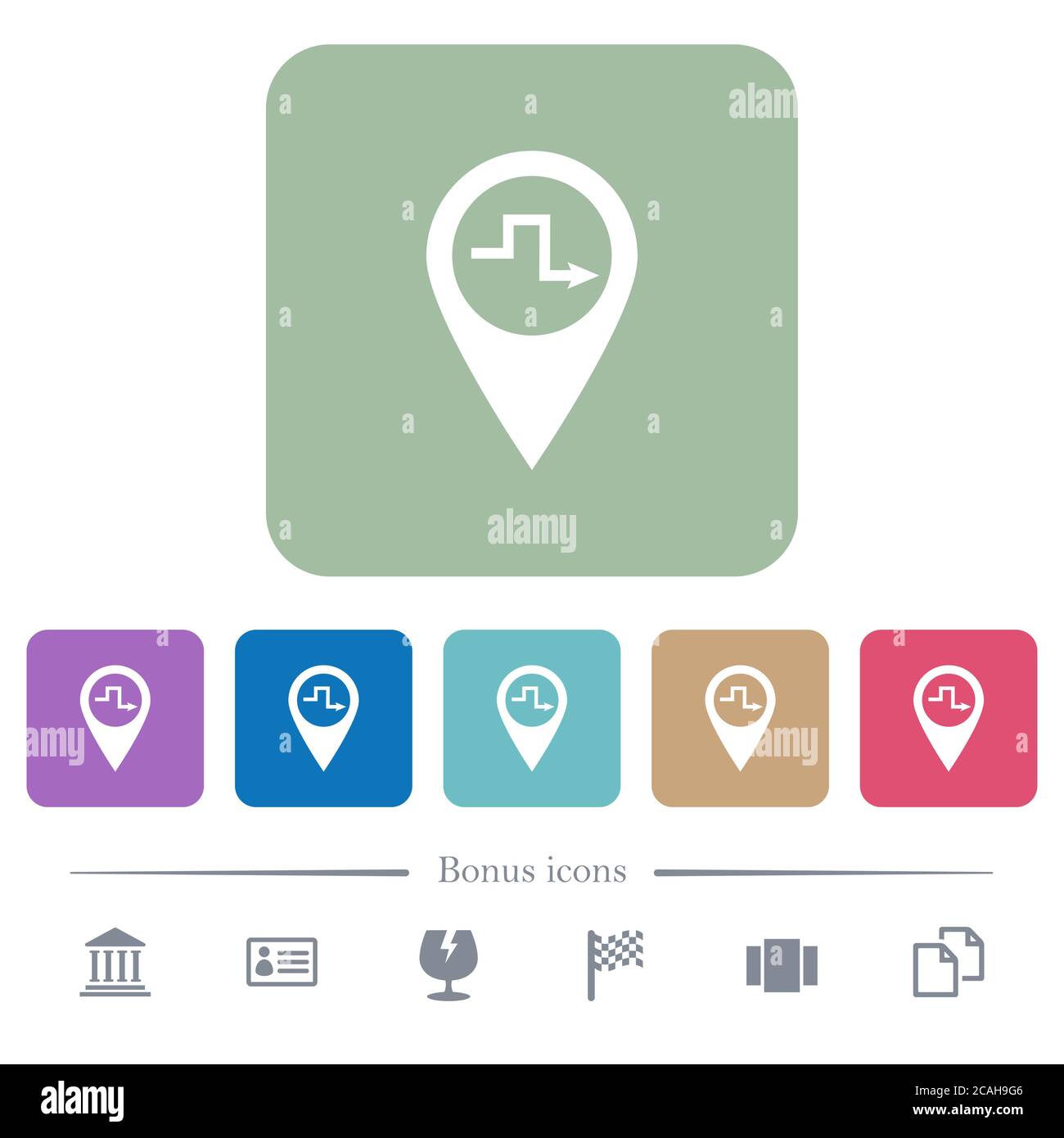Route planning white flat icons on color rounded square backgrounds. 6 ...