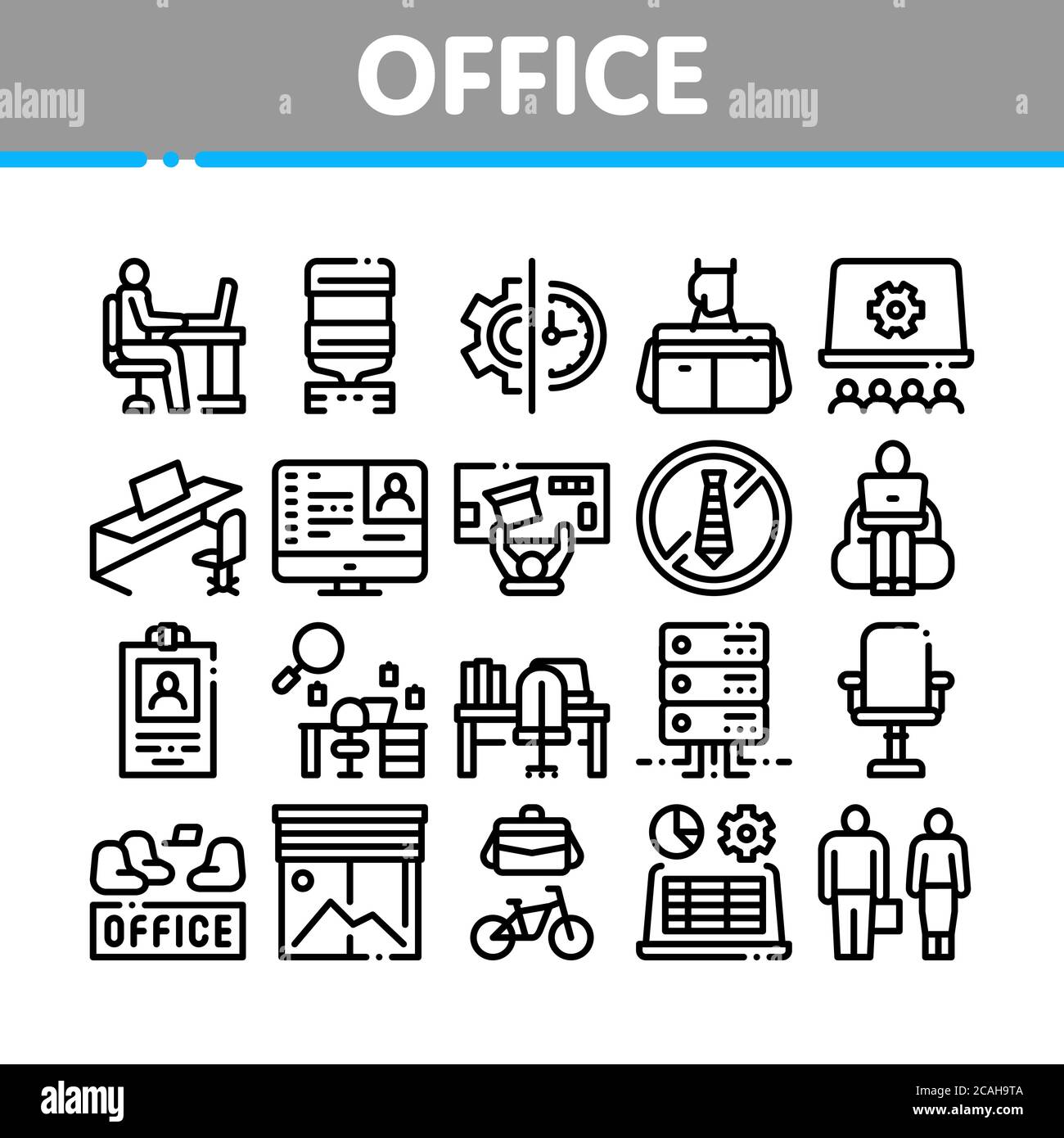 Workplace icons black set hi-res stock photography and images - Alamy