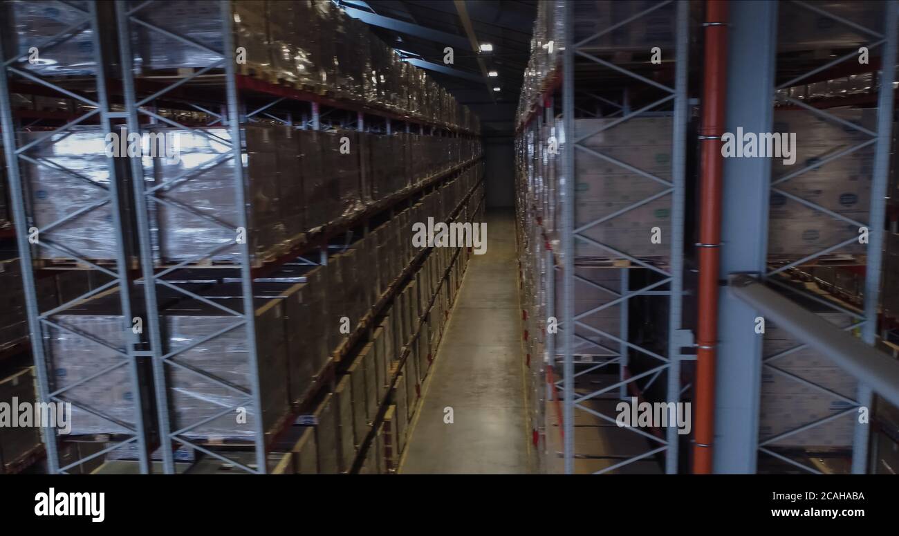 Mobile Aisle Racking System in Distribution Warehouse Stock Photo - Alamy