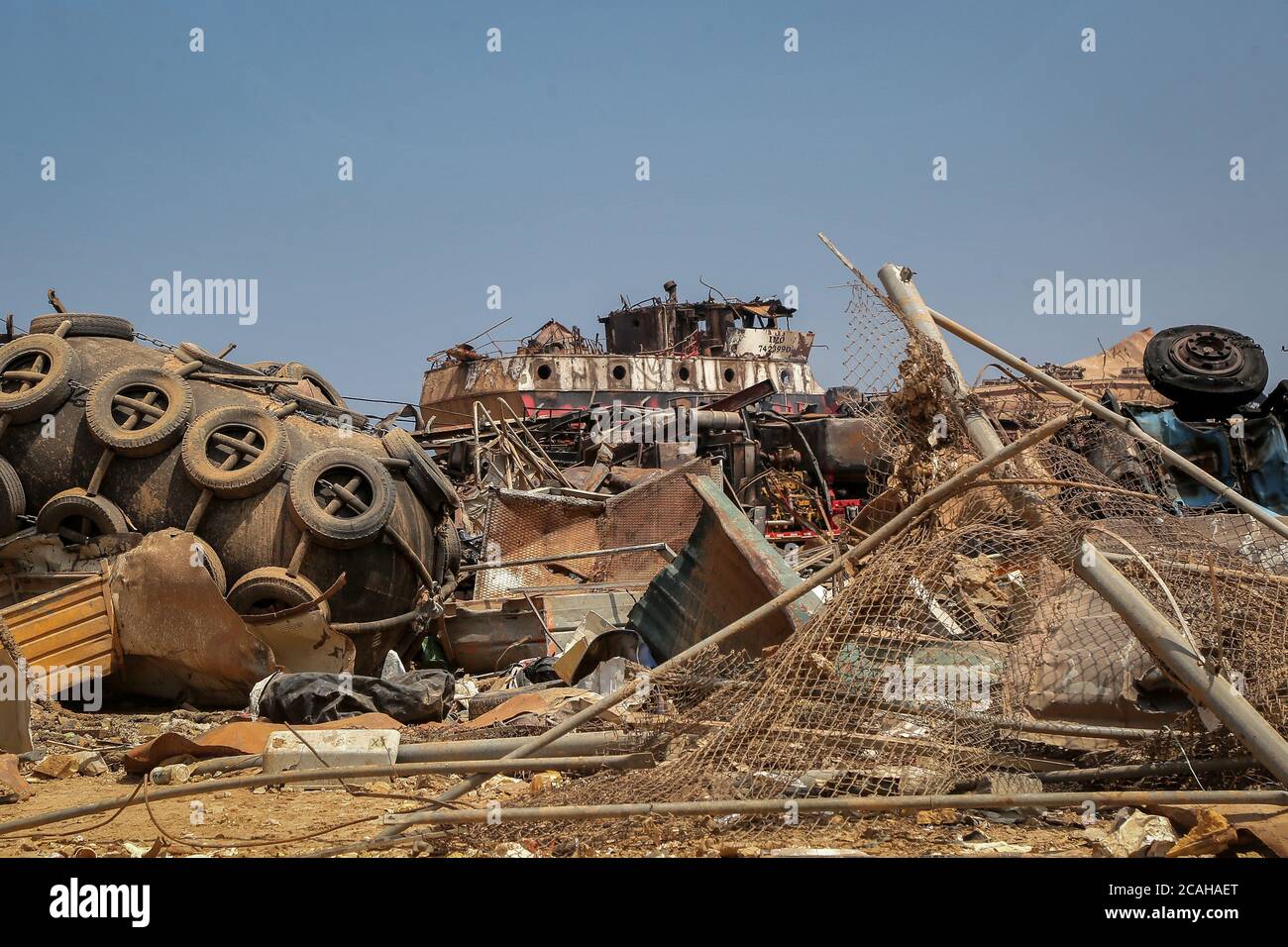Beirut, Lebanon. 07th Aug, 2020. A general view of the destroyed Beirut ...