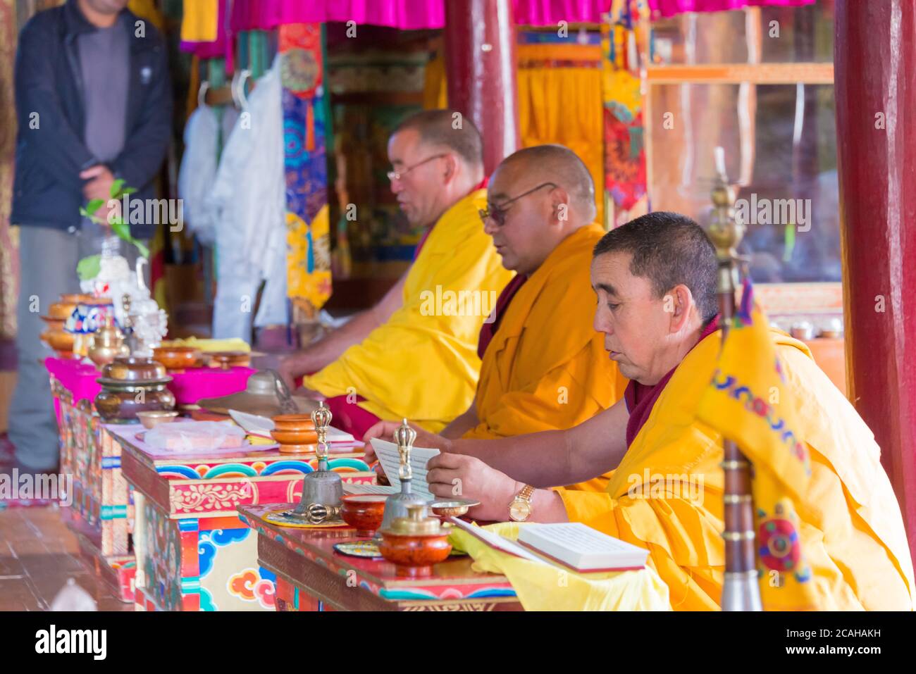 Ladakh, India - Buddhist Monks at Likir Monastery (Likir Gompa) in ...