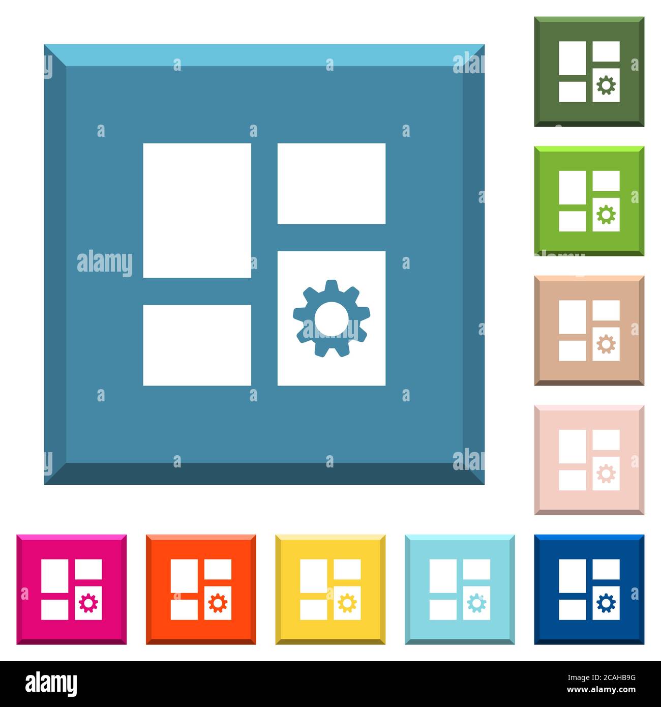 Dashboard settings white icons on edged square buttons in various ...