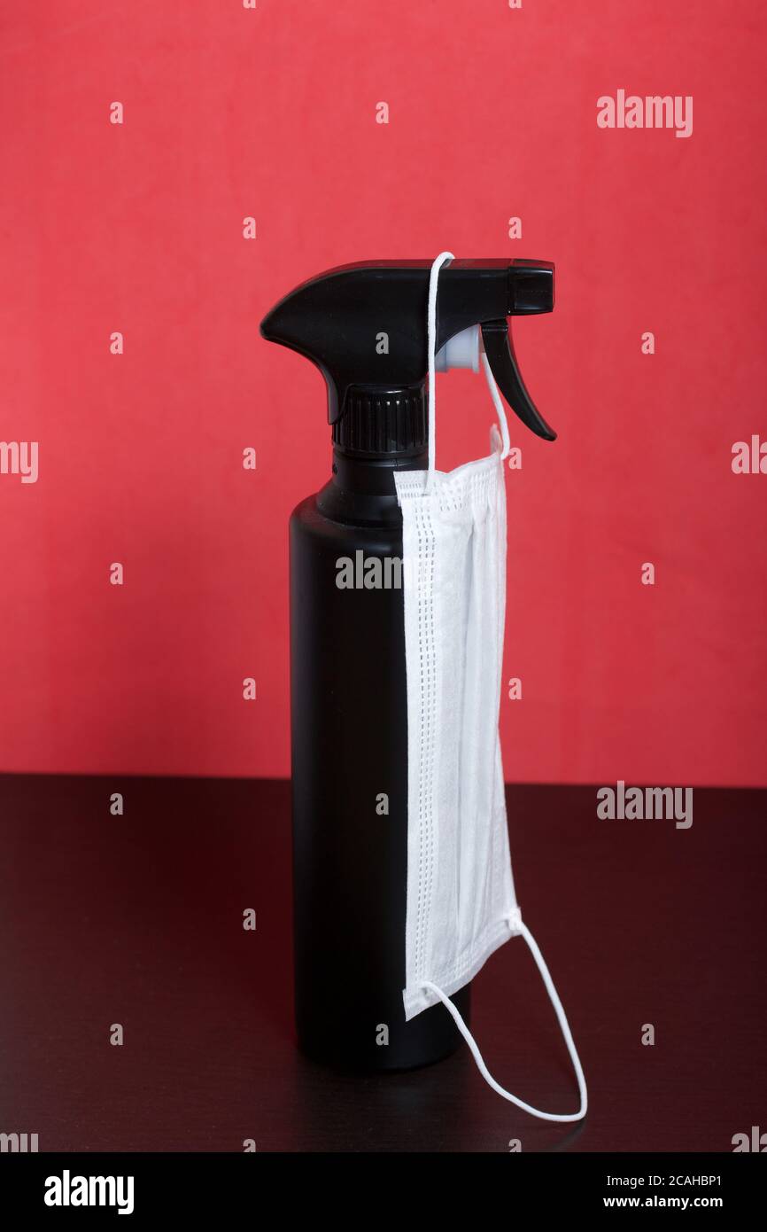Spray bottle with antiseptic, black. For surface treatment against ...