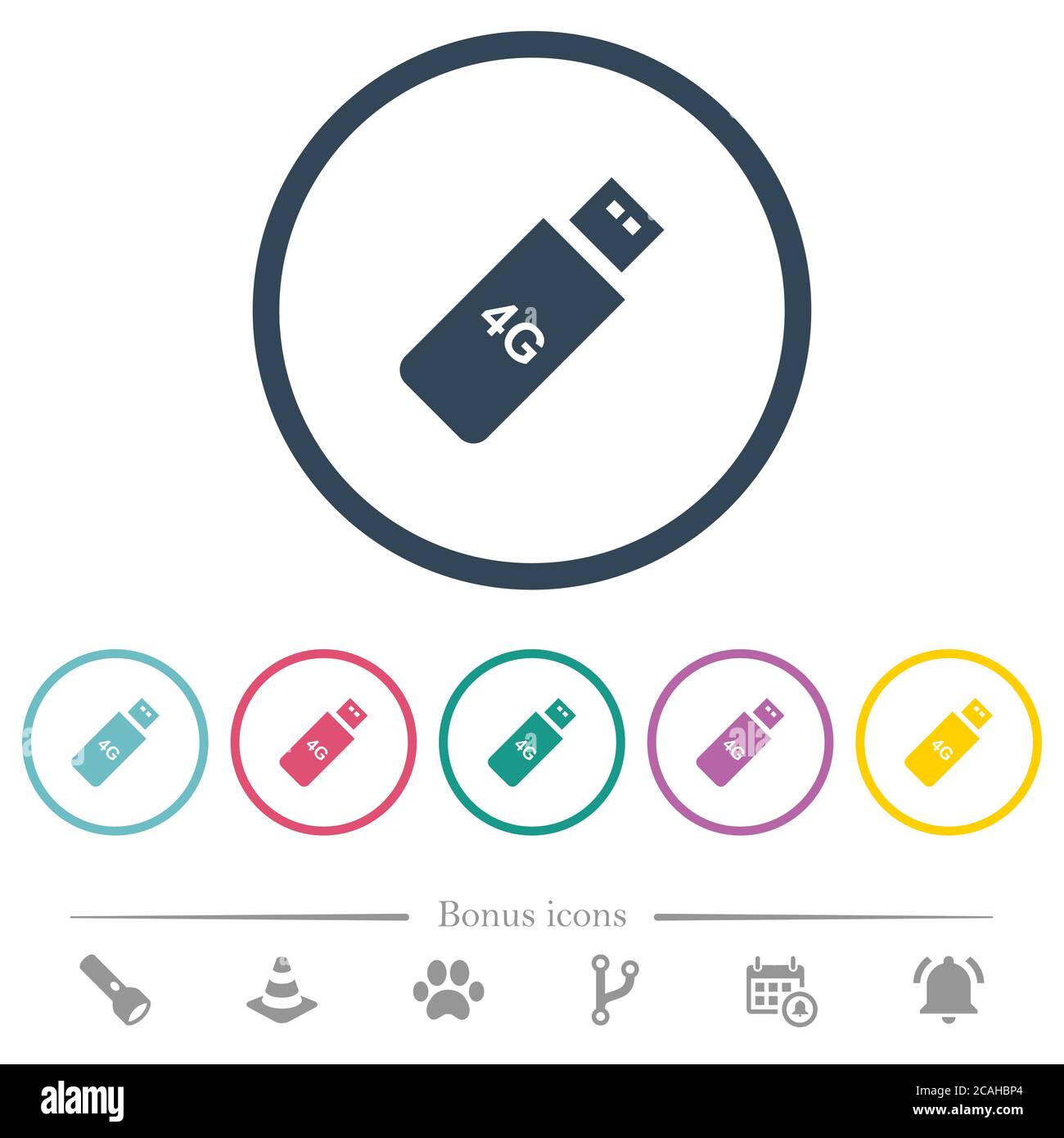 Fourth generation mobile stick flat color icons in round outlines. 6 ...