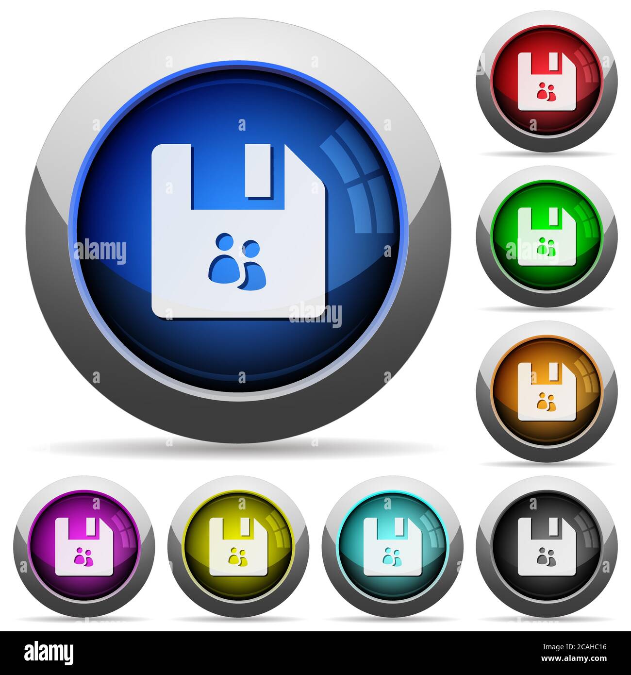 File group icons in round glossy buttons with steel frames Stock Vector ...