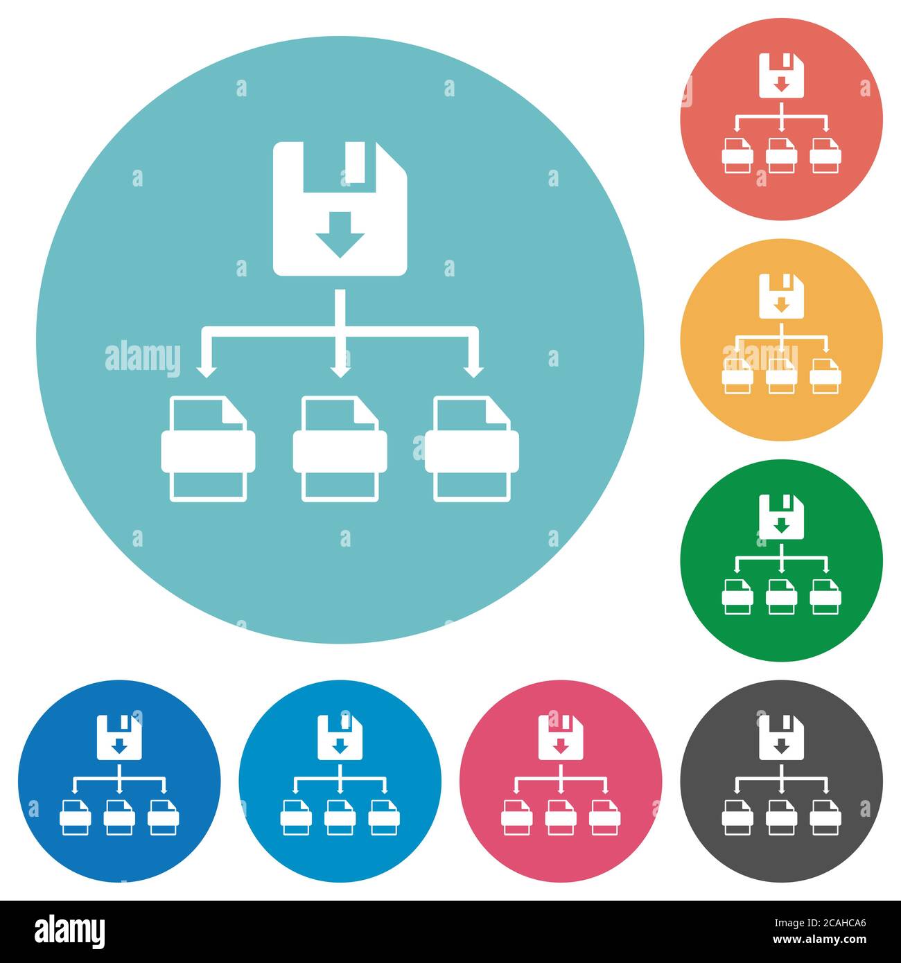 Save file as multiple format flat white icons on round color ...