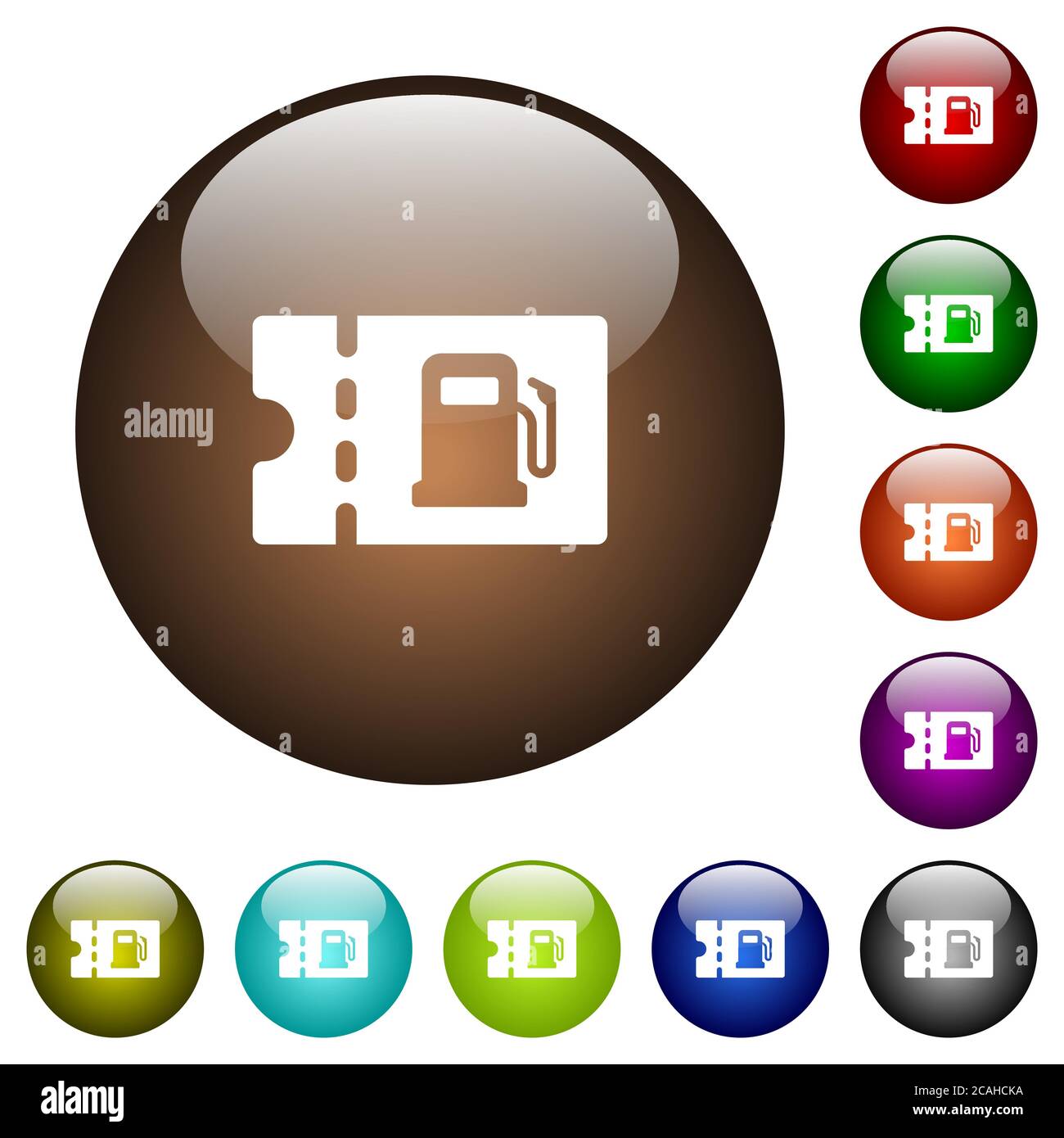 Fueling discount coupon white icons on round color glass buttons Stock ...