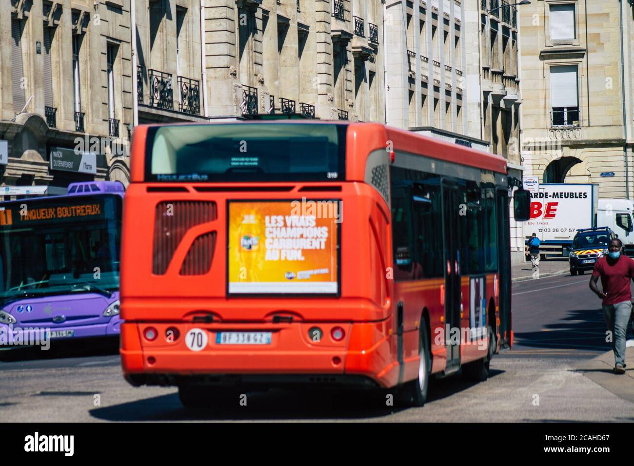 Reims France August 06, 2020 View of a traditional city bus for ...