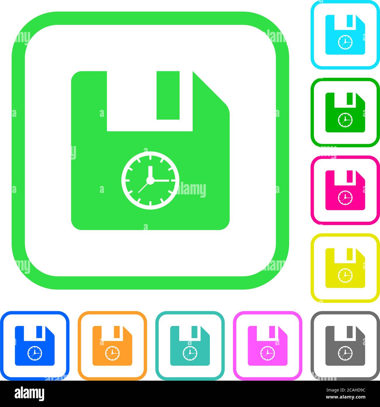File time vivid colored flat icons in curved borders on white ...