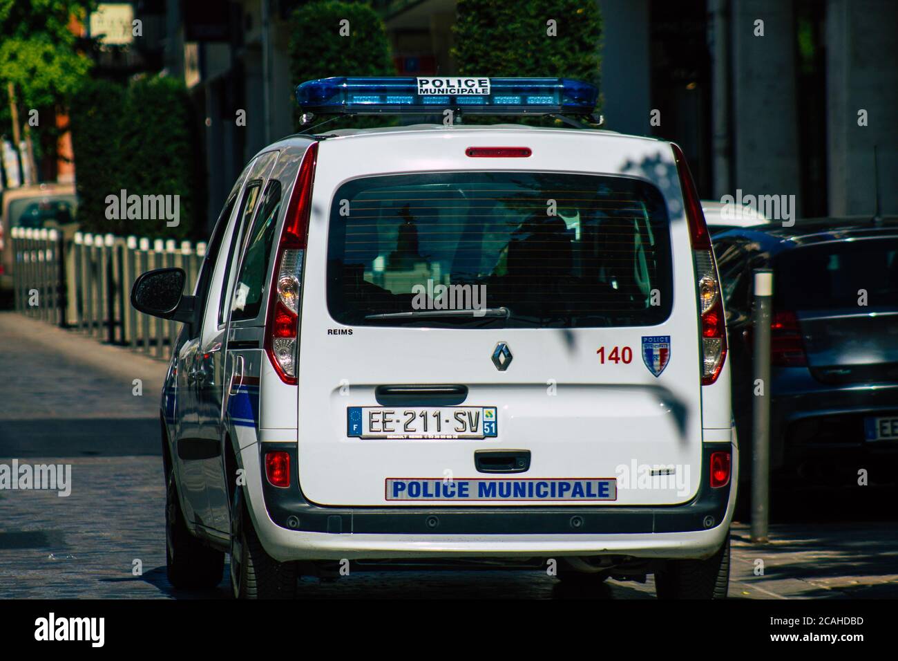 Reims France August 06, 2020 View of a traditional French police car ...