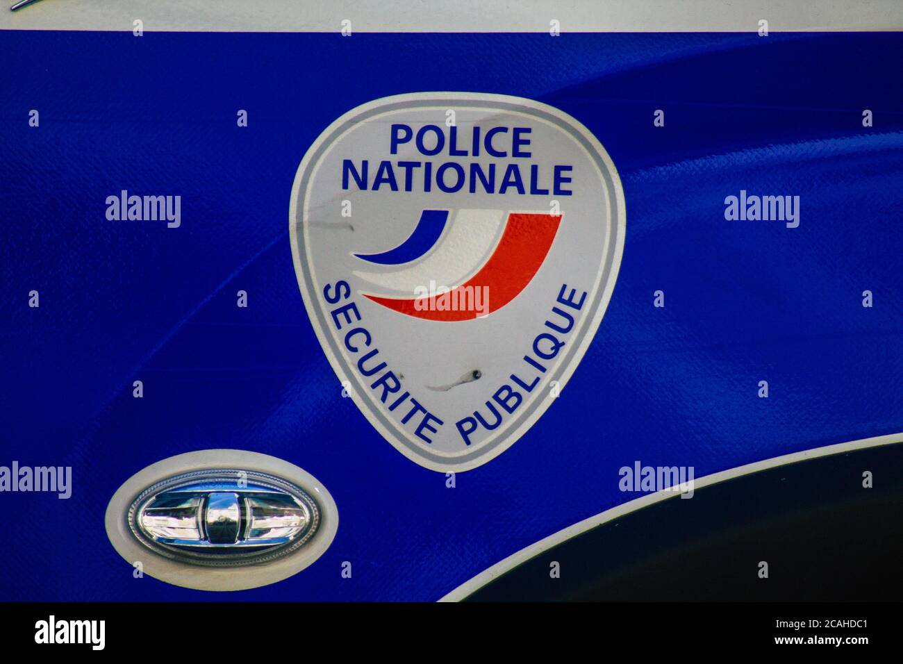 Reims France August 06, 2020 View of a traditional French police car ...