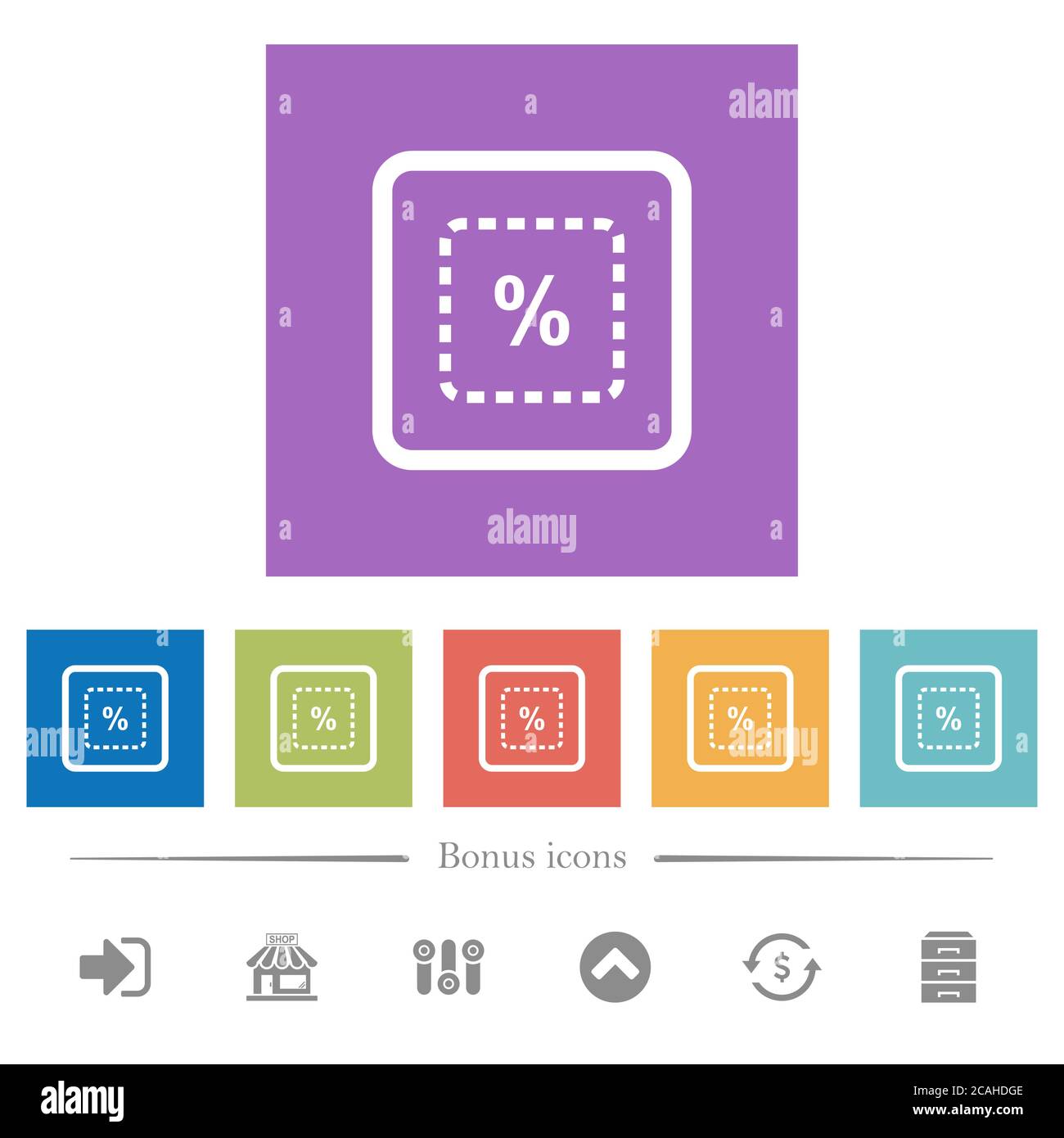 Scale object by percent flat white icons in square backgrounds. 6 bonus ...