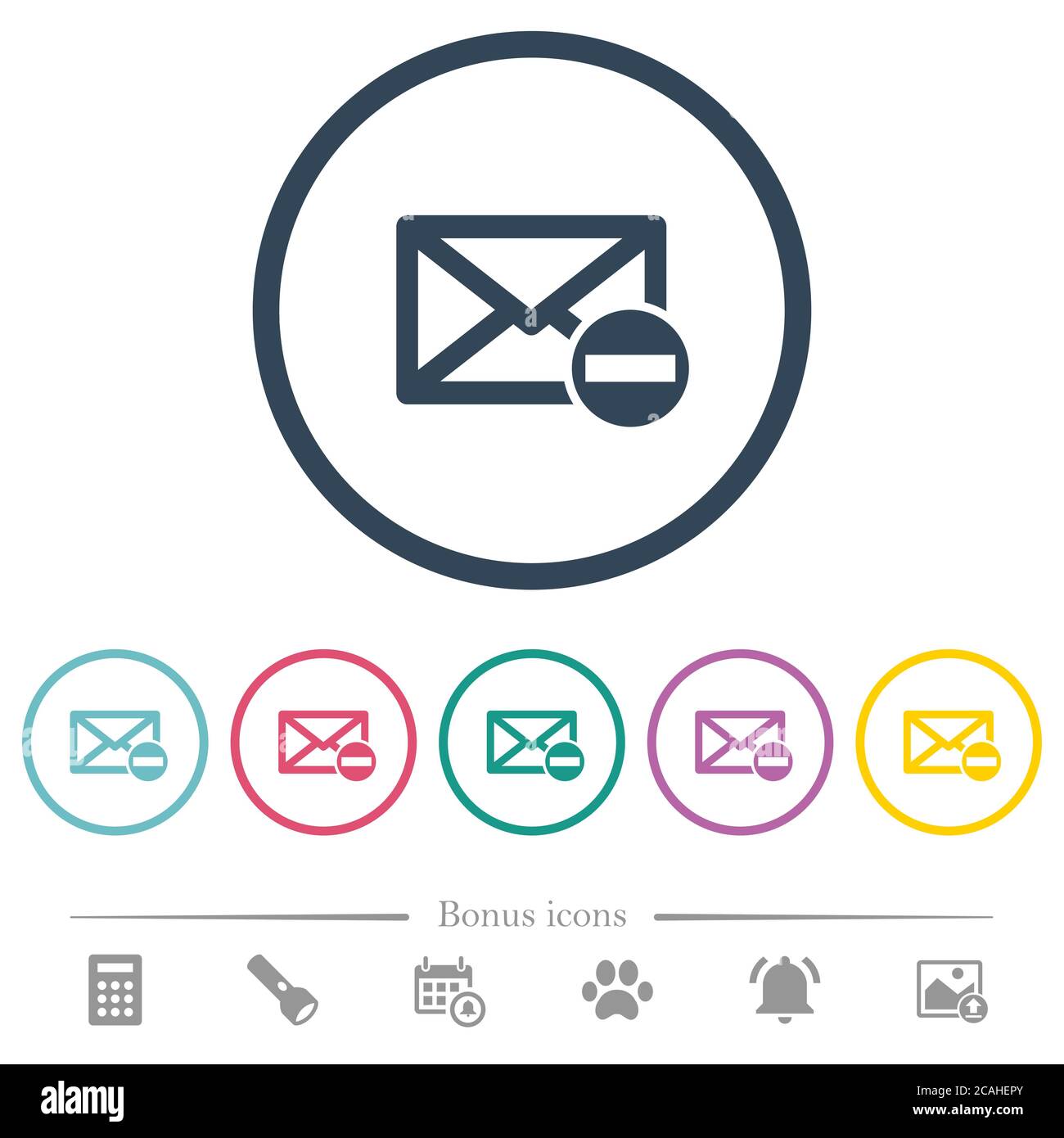 Remove mail flat color icons in round outlines. 6 bonus icons included ...
