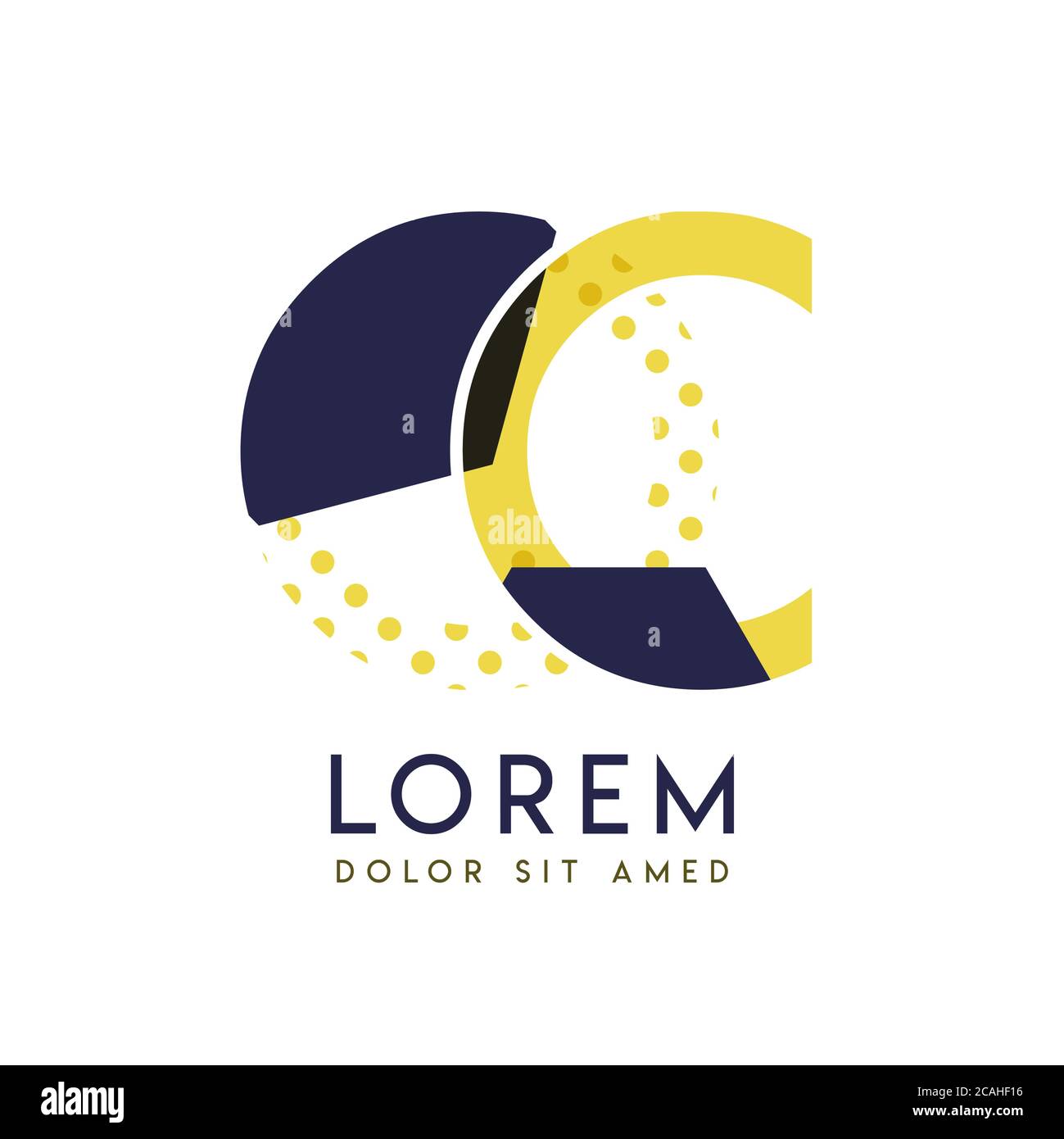 QC simple logo design with yellow and purple color that can be used for ...