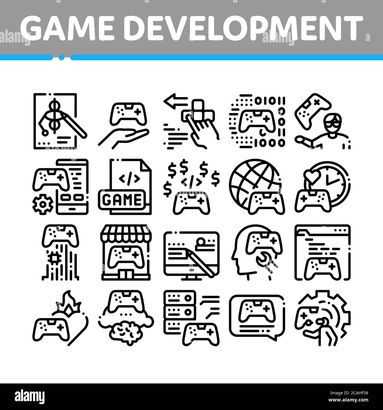 Video Game Development Collection Icons Set Vector Stock Vector Image ...