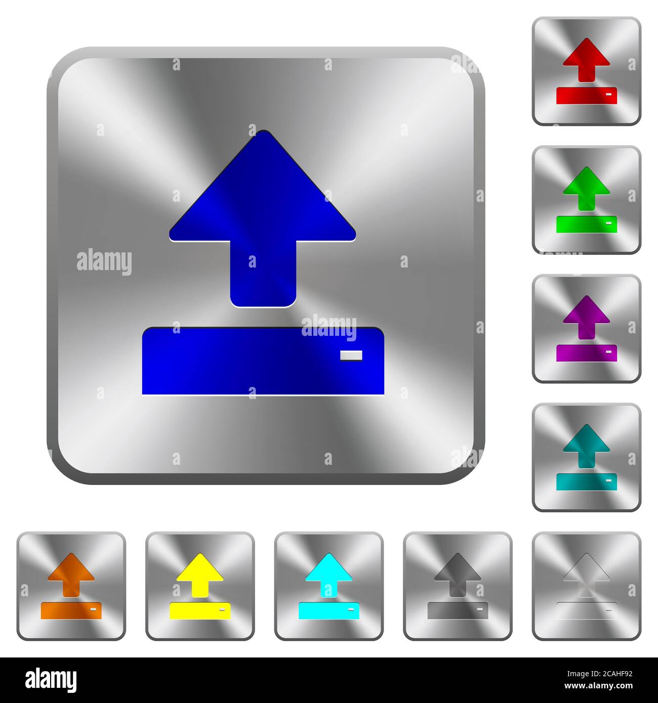 Open engraved icons on rounded square glossy steel buttons Stock Vector ...