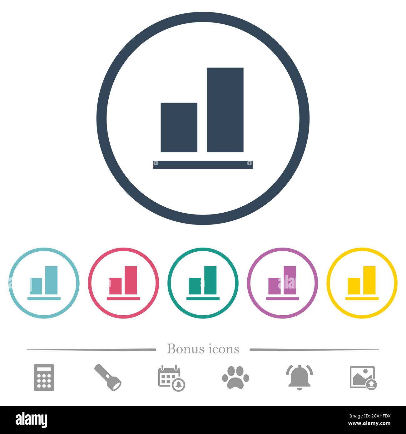 Align to bottom flat color icons in round outlines. 6 bonus icons ...