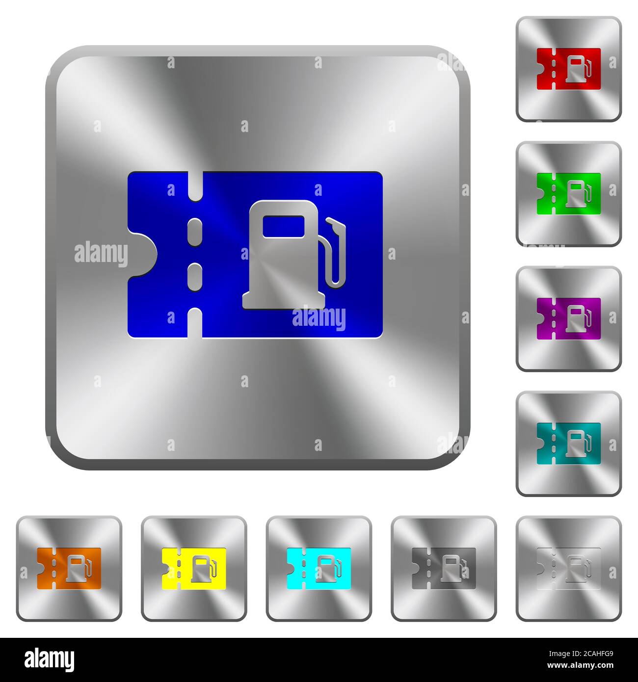 Fueling discount coupon engraved icons on rounded square glossy steel ...