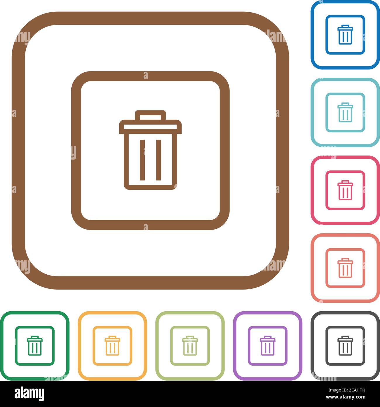 Delete object simple icons in color rounded square frames on white background Stock Vector Image ...