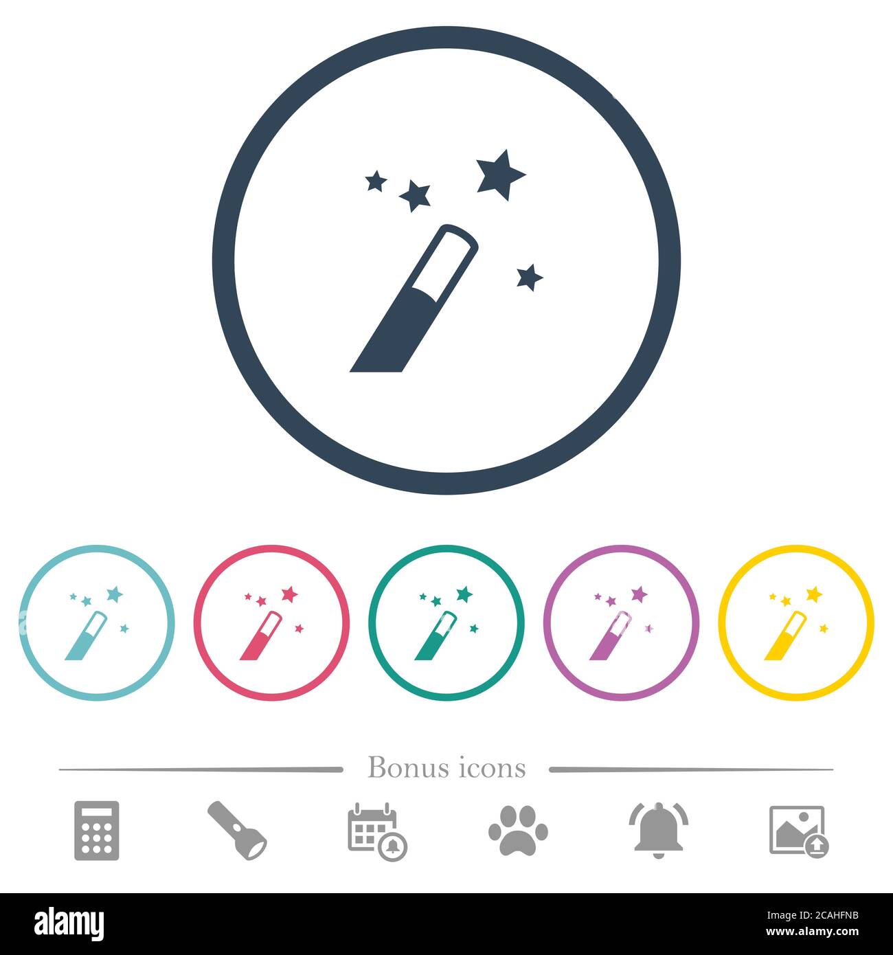 Application wizard flat color icons in round outlines. 6 bonus icons ...