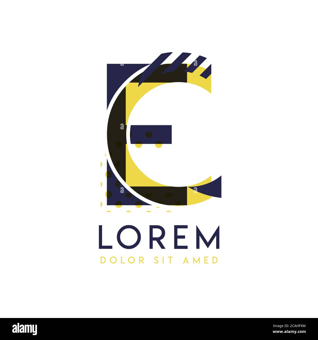 EC simple logo design with yellow and purple color that can be used for ...