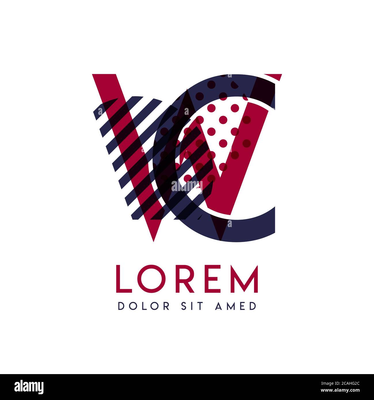 WC simple logo design with blue and maroon color that can be used for ...