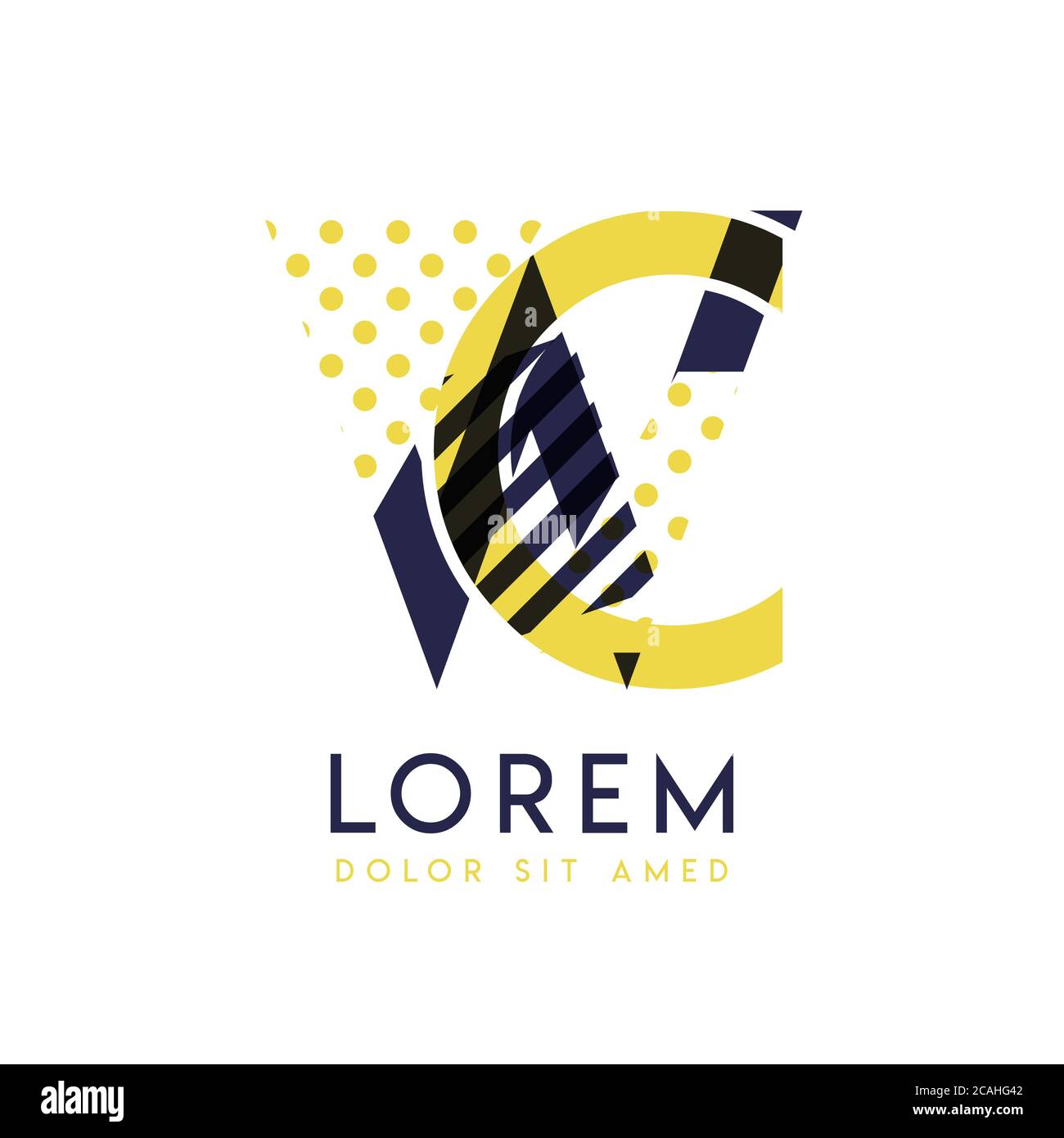 WC simple logo design with yellow and purple color that can be used for ...