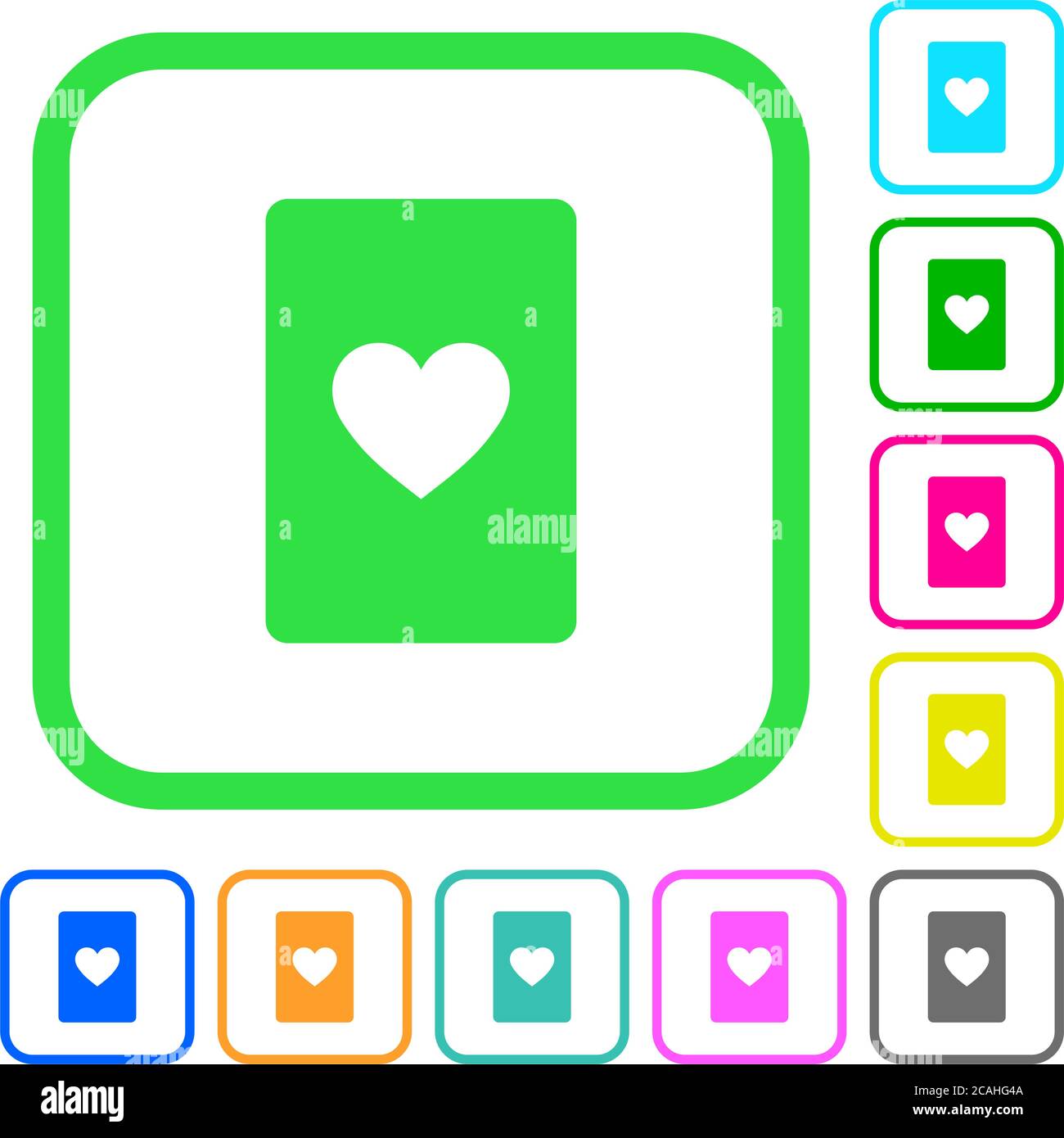 Heart card symbol vivid colored flat icons in curved borders on white ...