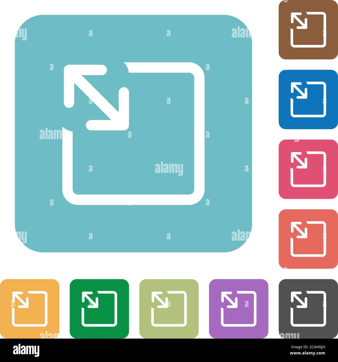 Resize object white flat icons on color rounded square backgrounds ...