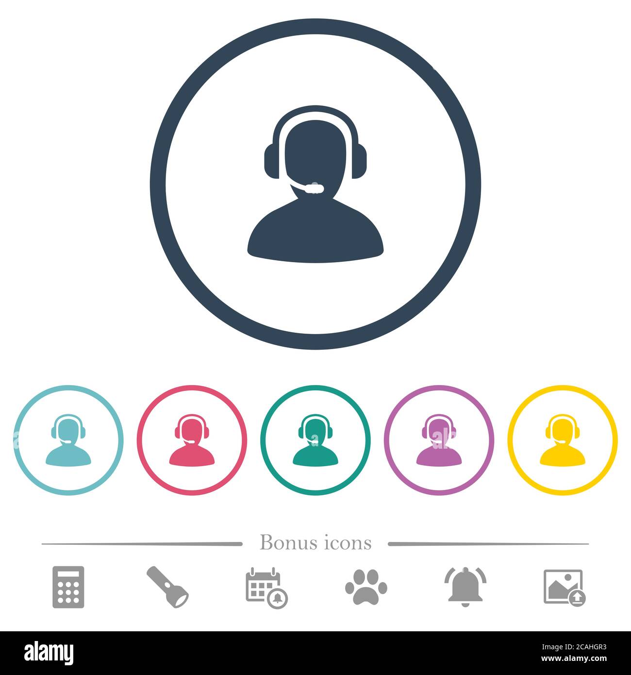 Operator flat color icons in round outlines. 6 bonus icons included ...