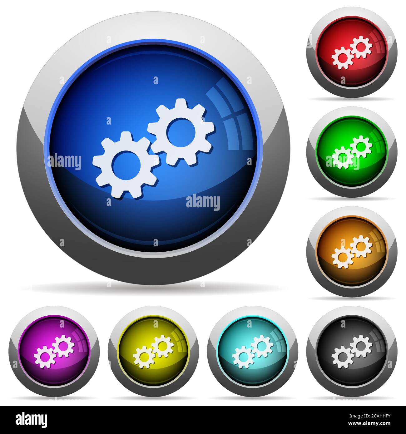 Collaboration icons in round glossy buttons with steel frames Stock Vector Image & Art - Alamy