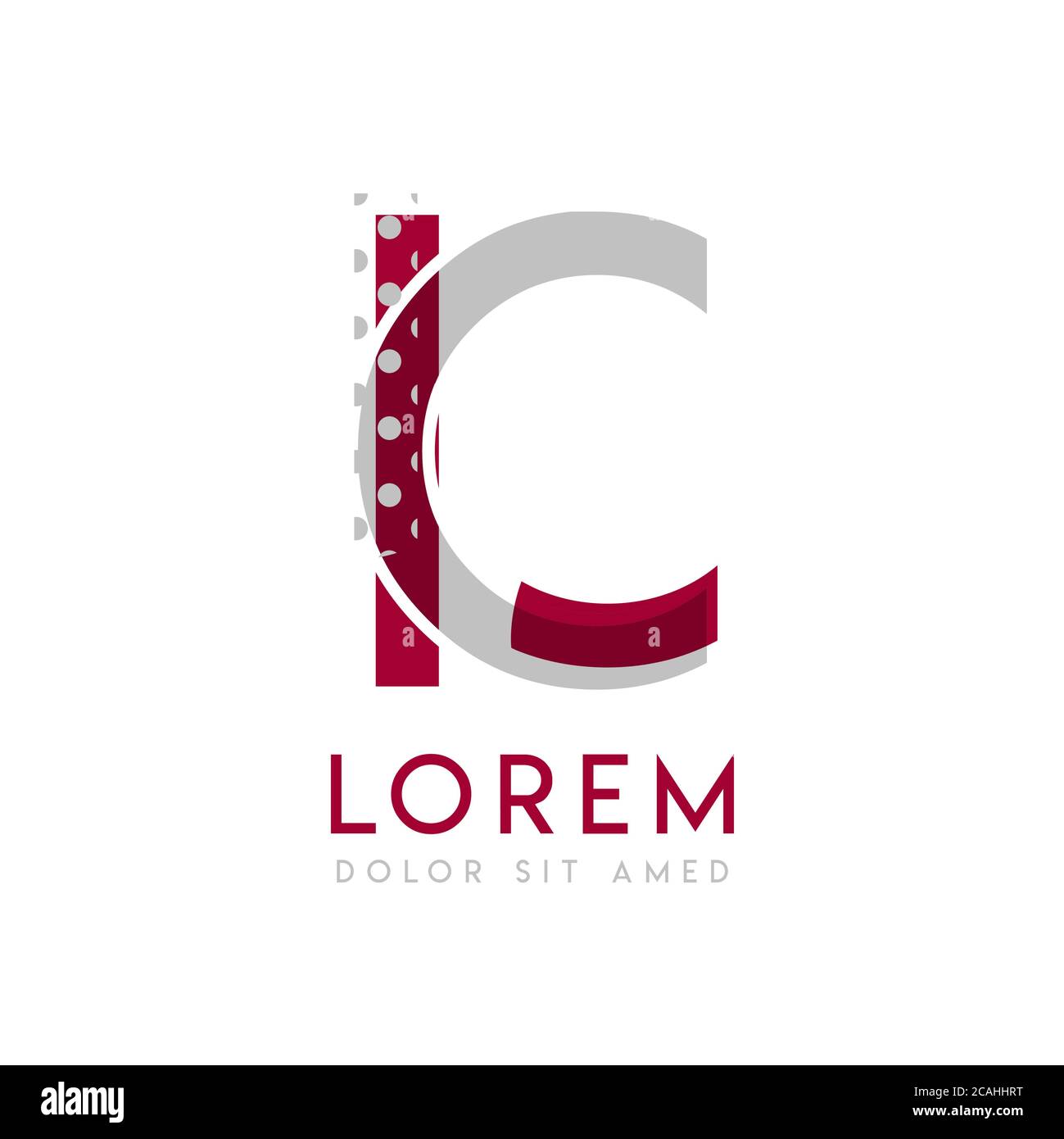 IC simple logo design with Gray and maroon color that can be used for ...