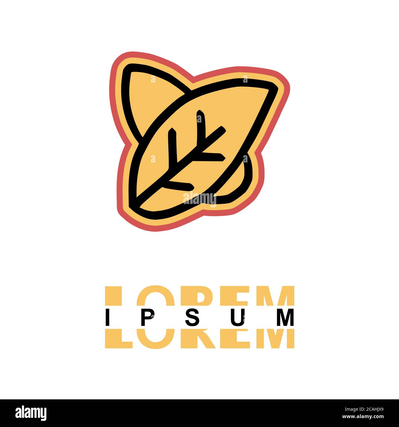 two leaves logo in cartoon images on paper. can be applied to various ...