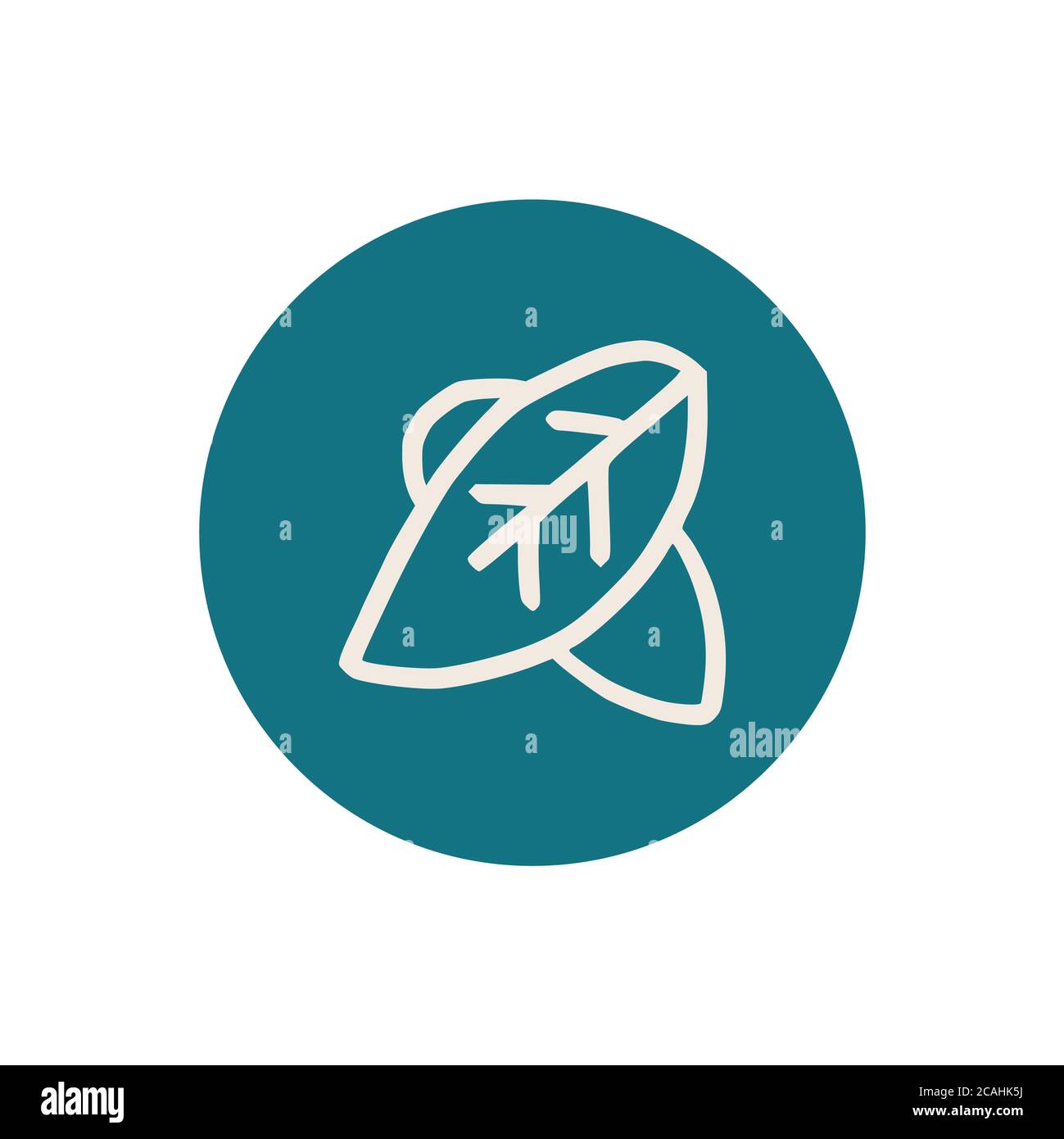 two leaf logo with white and dark blue circle. can be used for ...