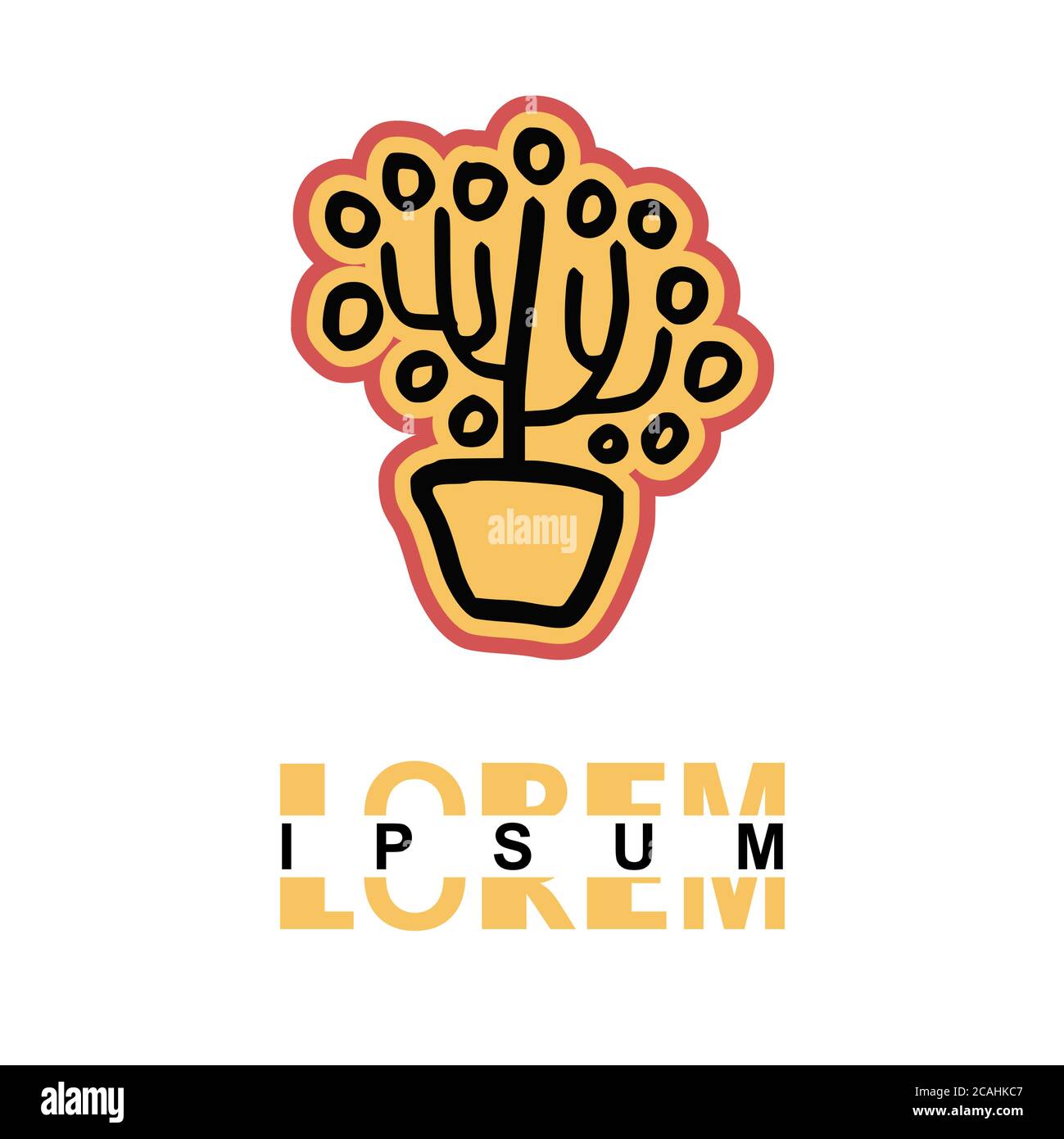 decorative plants logo in cartoon images on paper. can be applied to ...