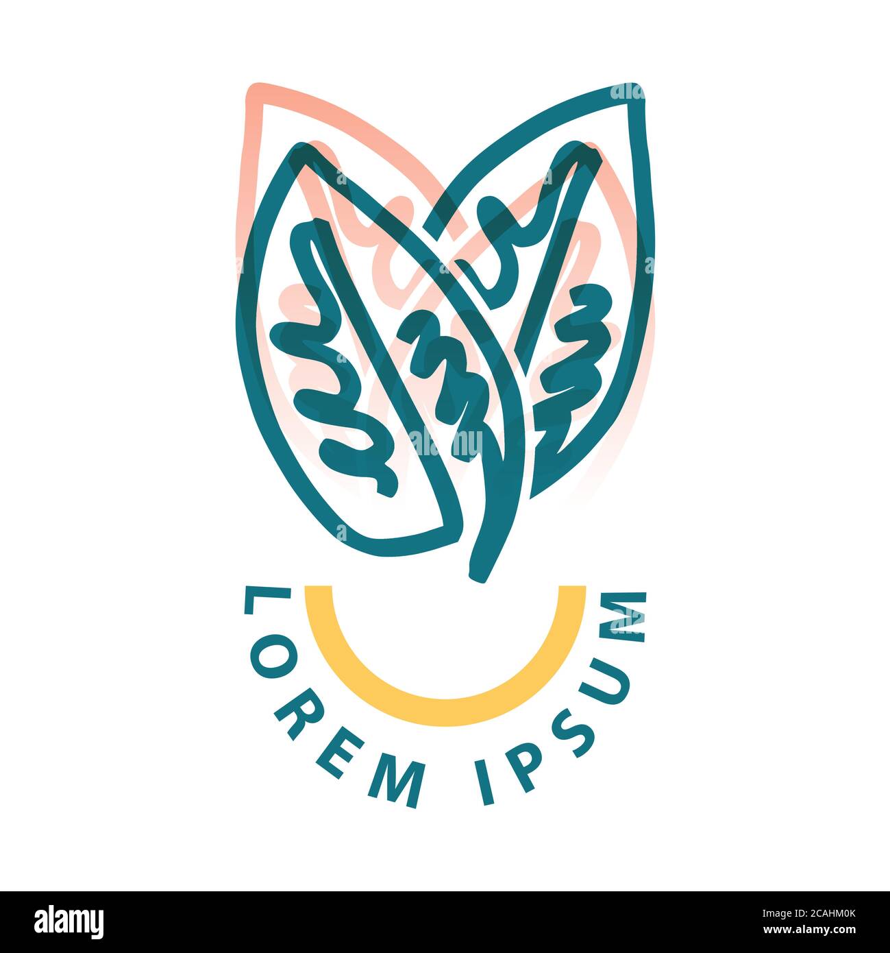 two leaves logo design in dark blue and yellow, suitable for ...