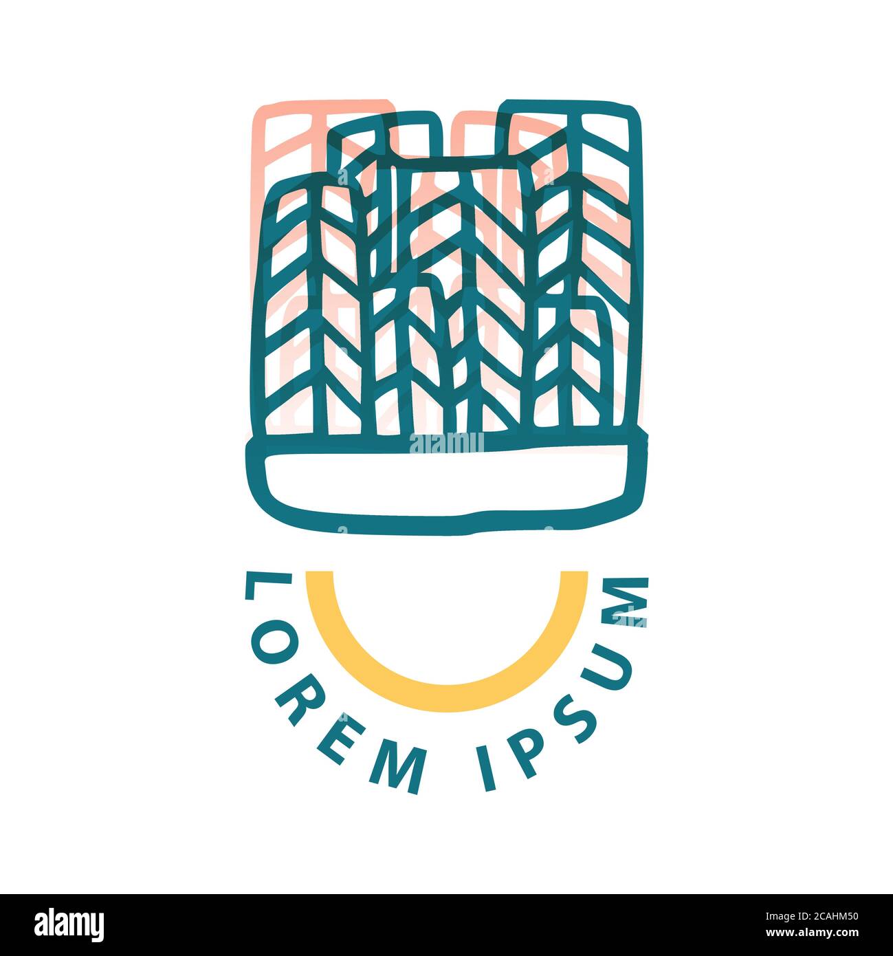 plants in pots logo design in dark blue and yellow, suitable for ...