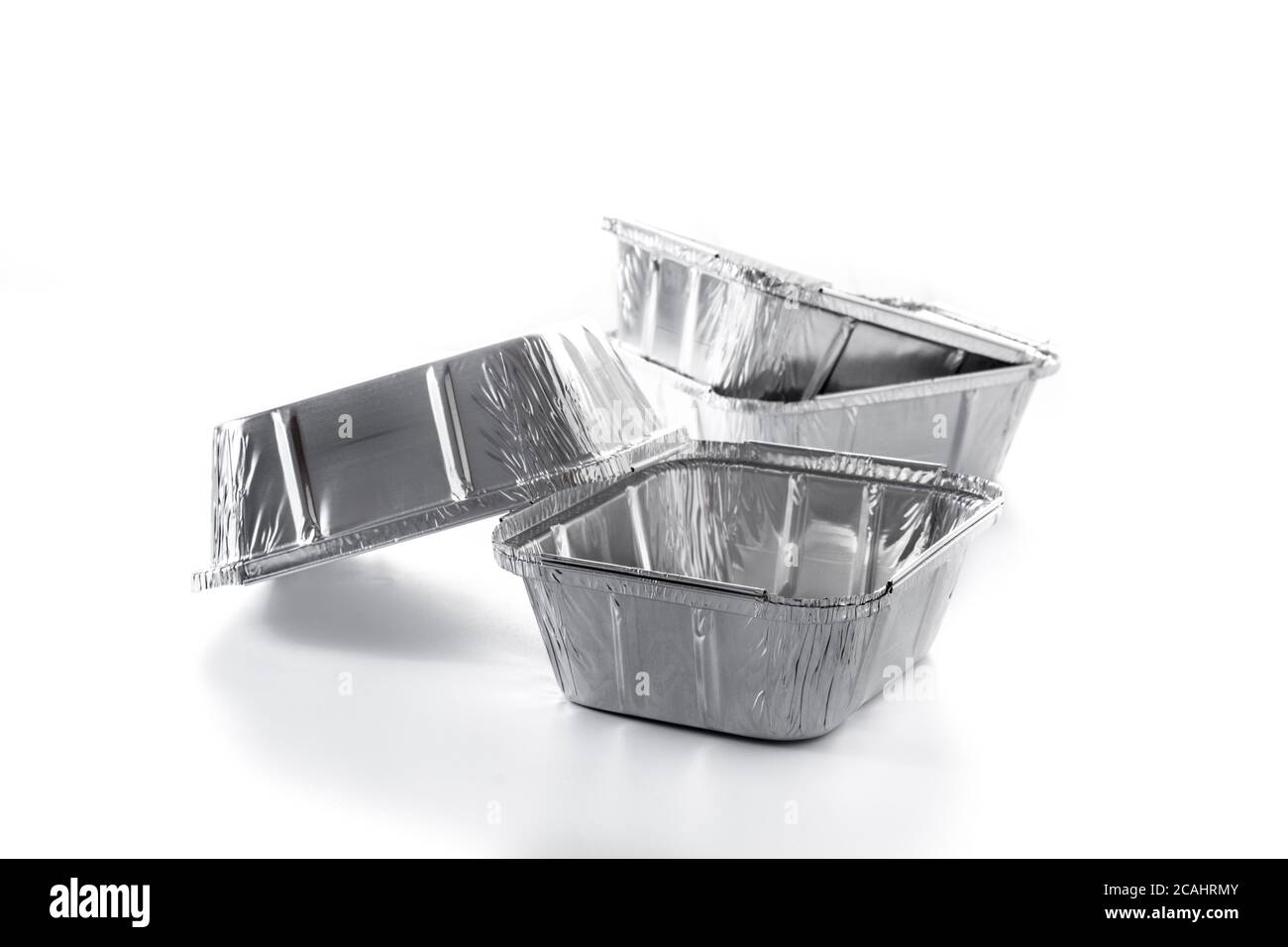 Disposable metal food container isolated on white background Stock ...