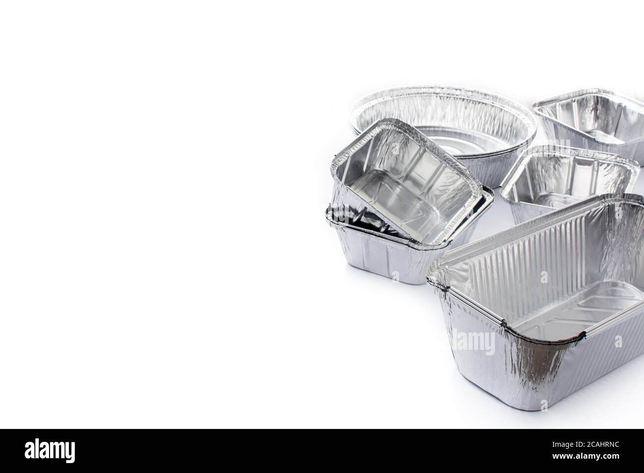 Disposable metal food container isolated on white background Stock ...