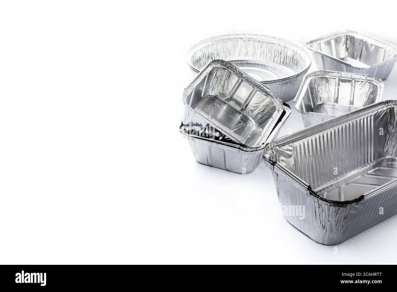 Disposable metal food container isolated on white background Stock ...