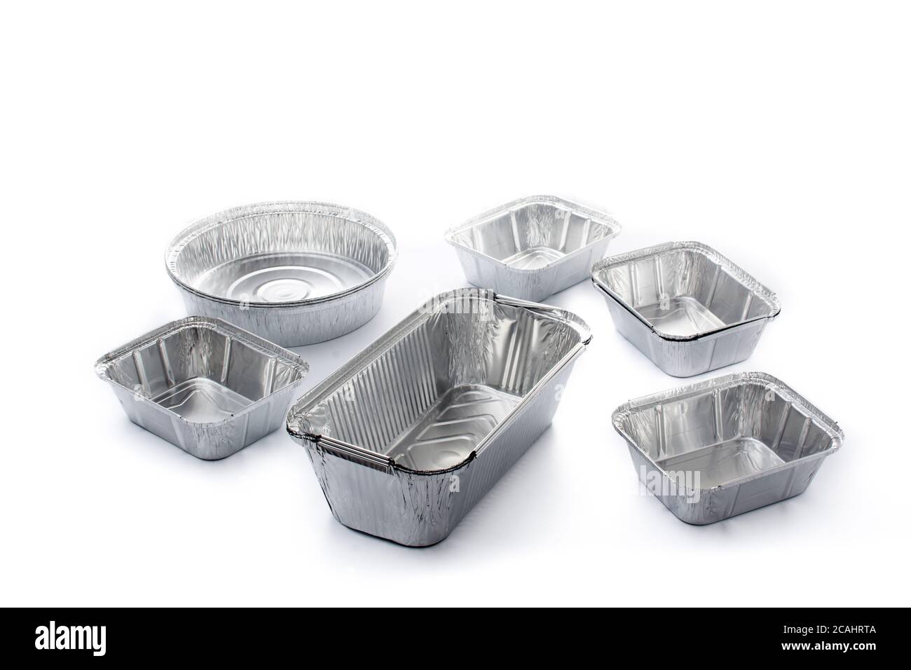 Disposable metal food container isolated on white background Stock ...